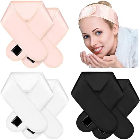 Amazon.com : 6 Packs Satin Spa Headband Silk Headband Satin Hair Wrap ...