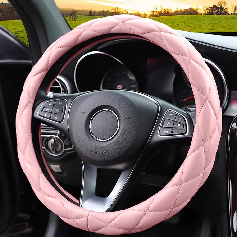 Pink Fluffy Steering Wheel Cover for Women, Universal 15 Inch Bling Car ...