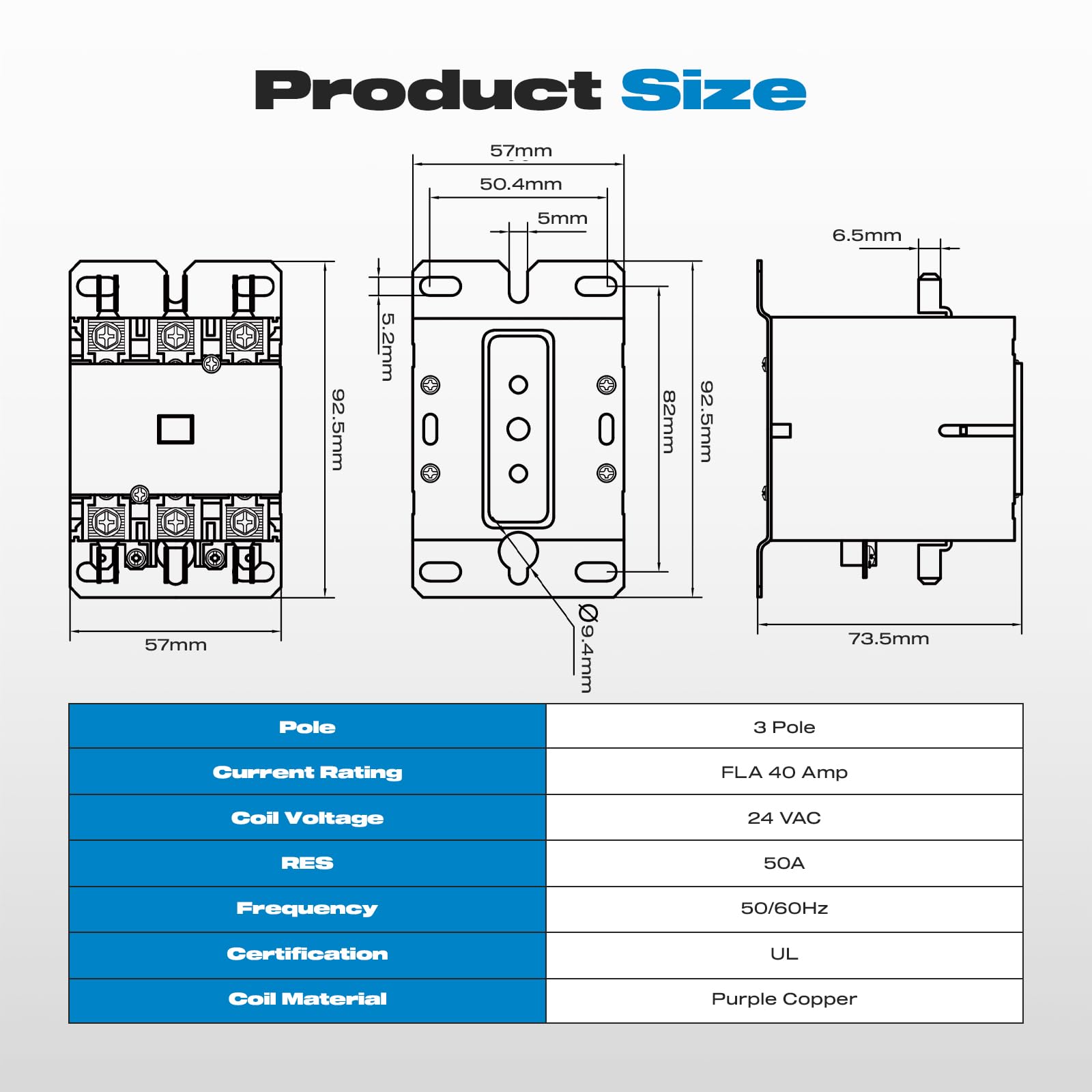 Snapklik.com : AC Contactor, 3 Pole 40 Amp Contactor 24v Coil A2L ...
