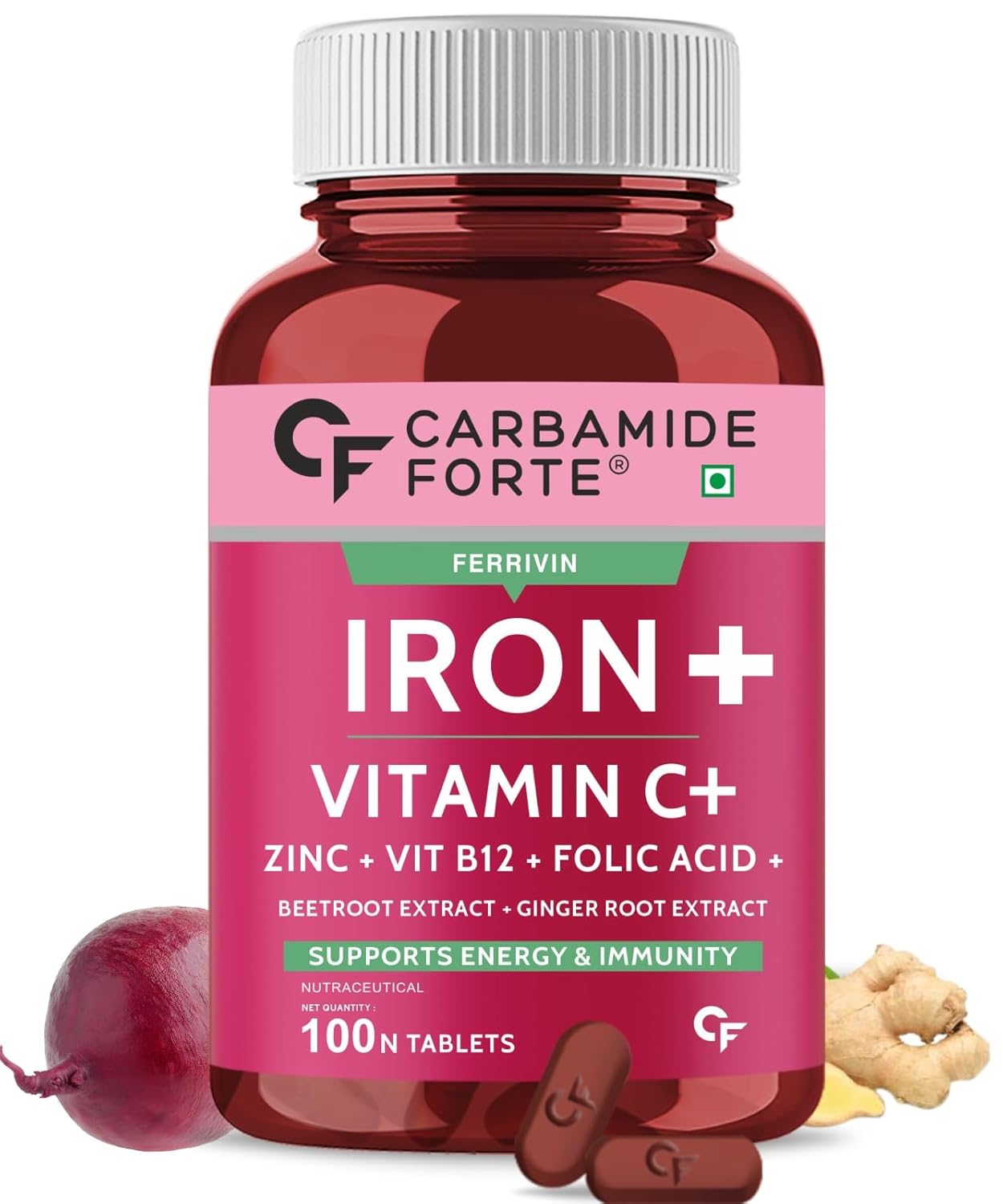 Carbamide Forte Iron Supplement for Women and Men with Folic Acid ...