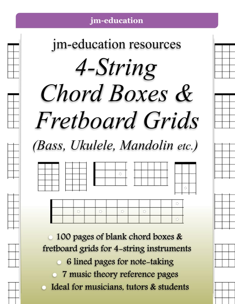 Amazon.com: 4-String Chord Boxes & Fretboard Grids: (Bass, Ukulele ...