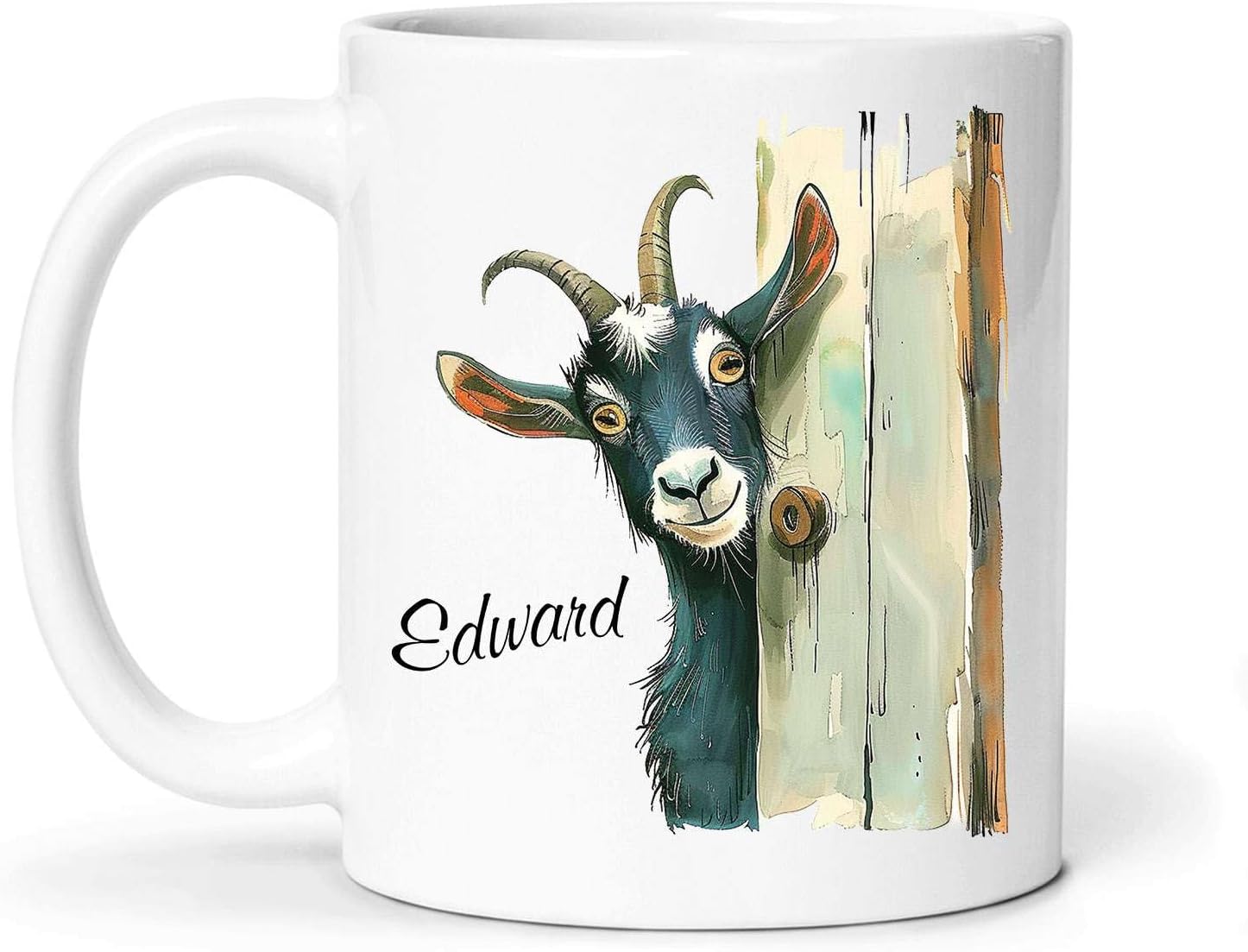 Amazon.com: Personalized Cute Goat With Door White Mugs, Funny Goat ...