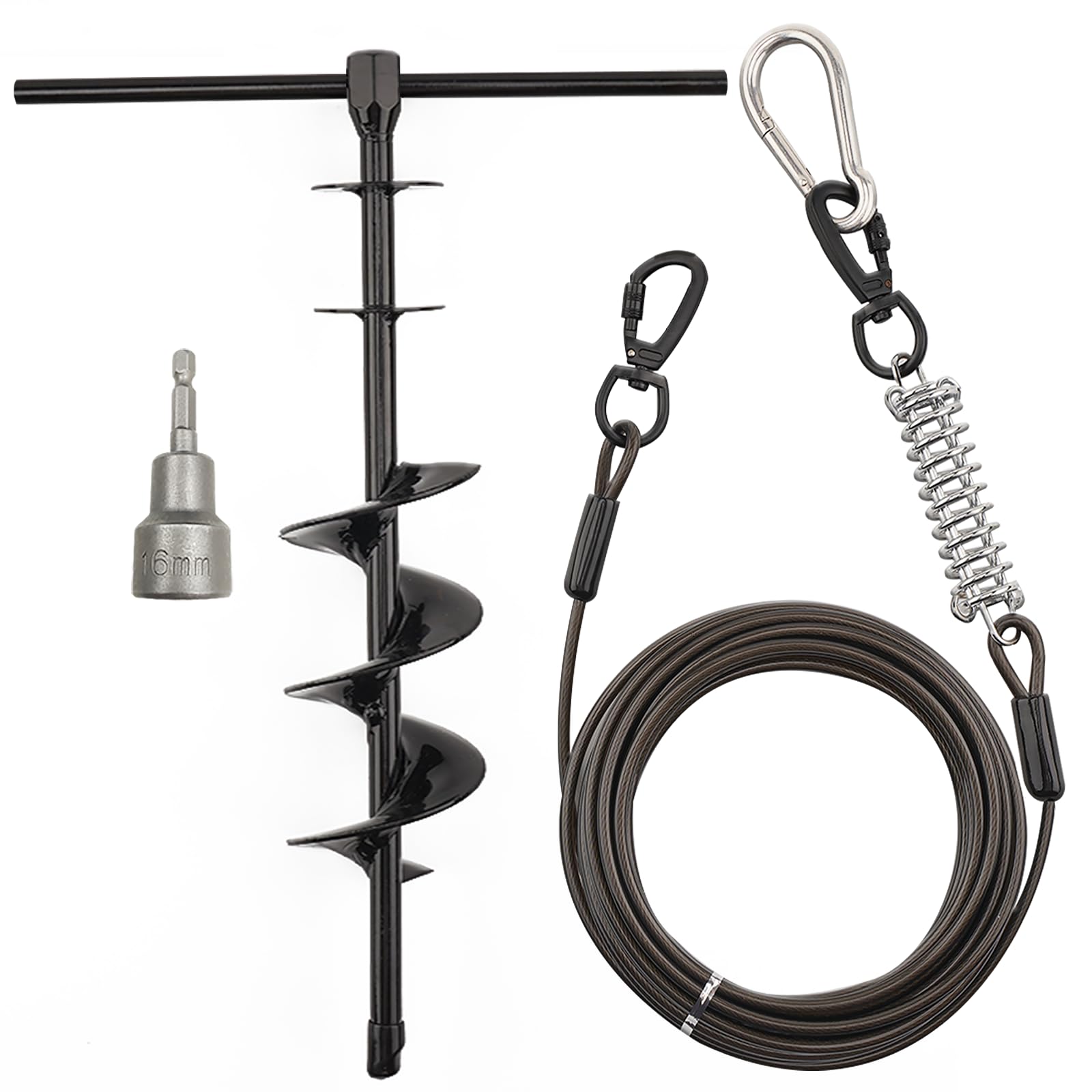 Amazon.com: Heavy Duty Dog Tie Out Stake with 30FT Dog Cable for Large ...