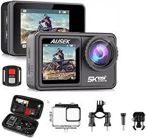 AUSEK 5K/30FPS 48MP Ultra HD 40M Underwater Action Camera (Sports Camcorder) with Fittings ...