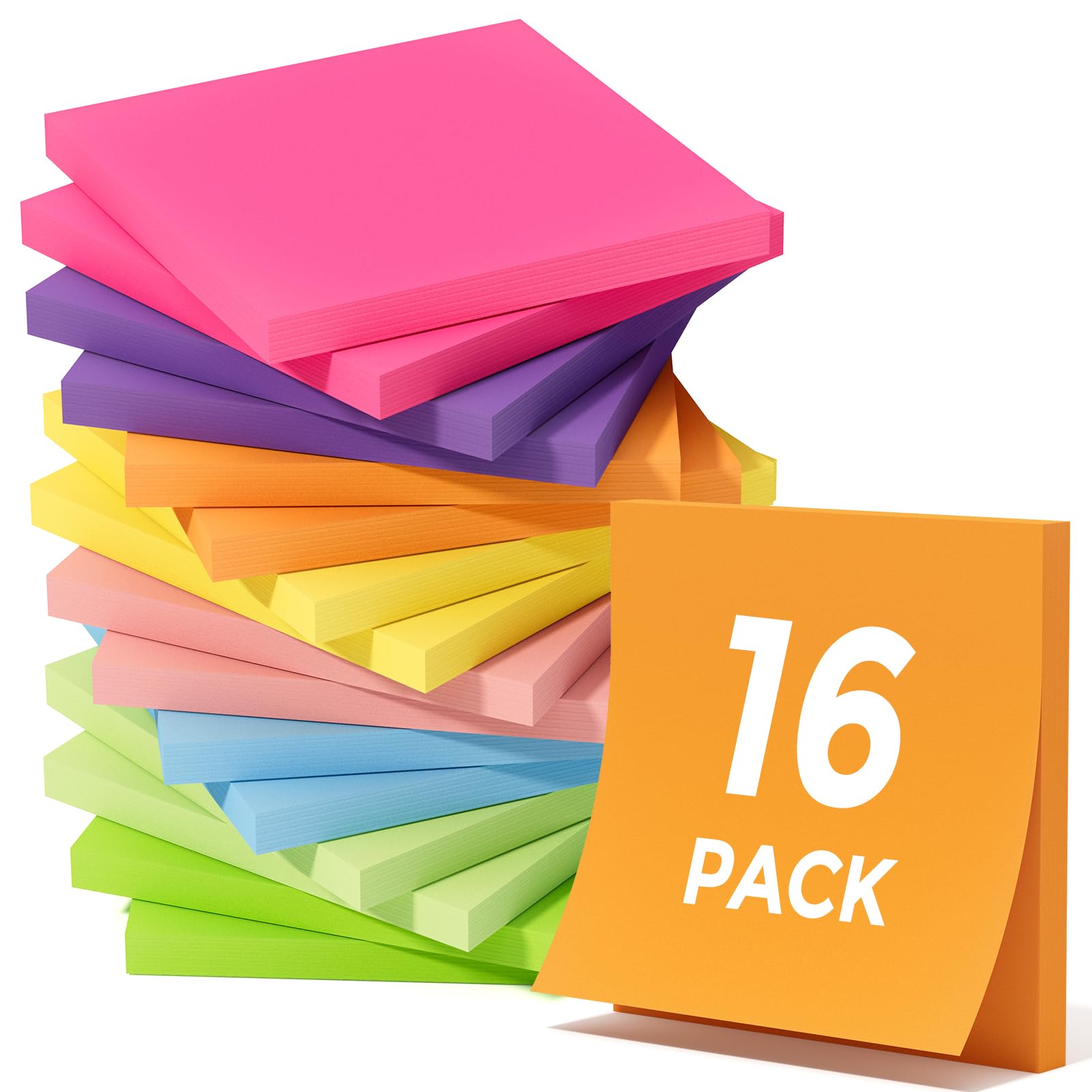 Amazon.com : MaxGear 16 Pads Sticky Notes 3x3, 8 Bright Colors Sticky ...