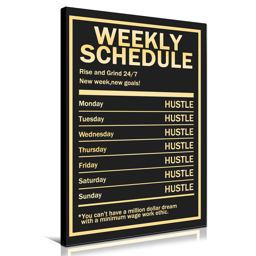 Buy Weekly Schedule Motivational Wall Art Black and Gold Inspirational ...