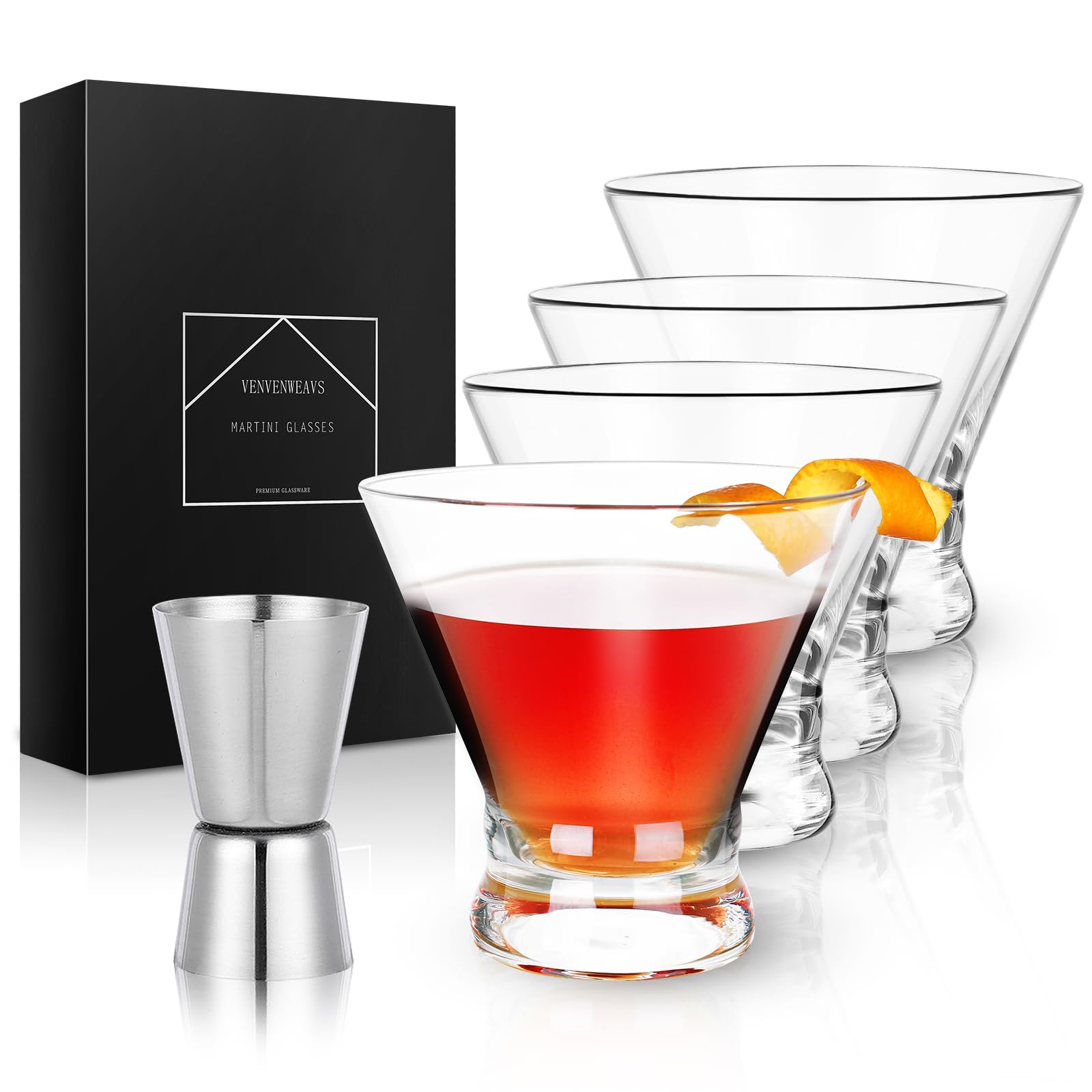 Amazon.com | VENVENWEAVS Martini Glasses Set of 6,Hand-blown Crystal ...