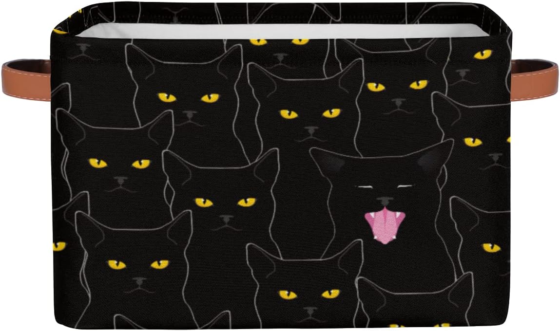 Amazon.com: Cute Black Cat Storage Bins Baskets Fabric Laundry Baskets ...