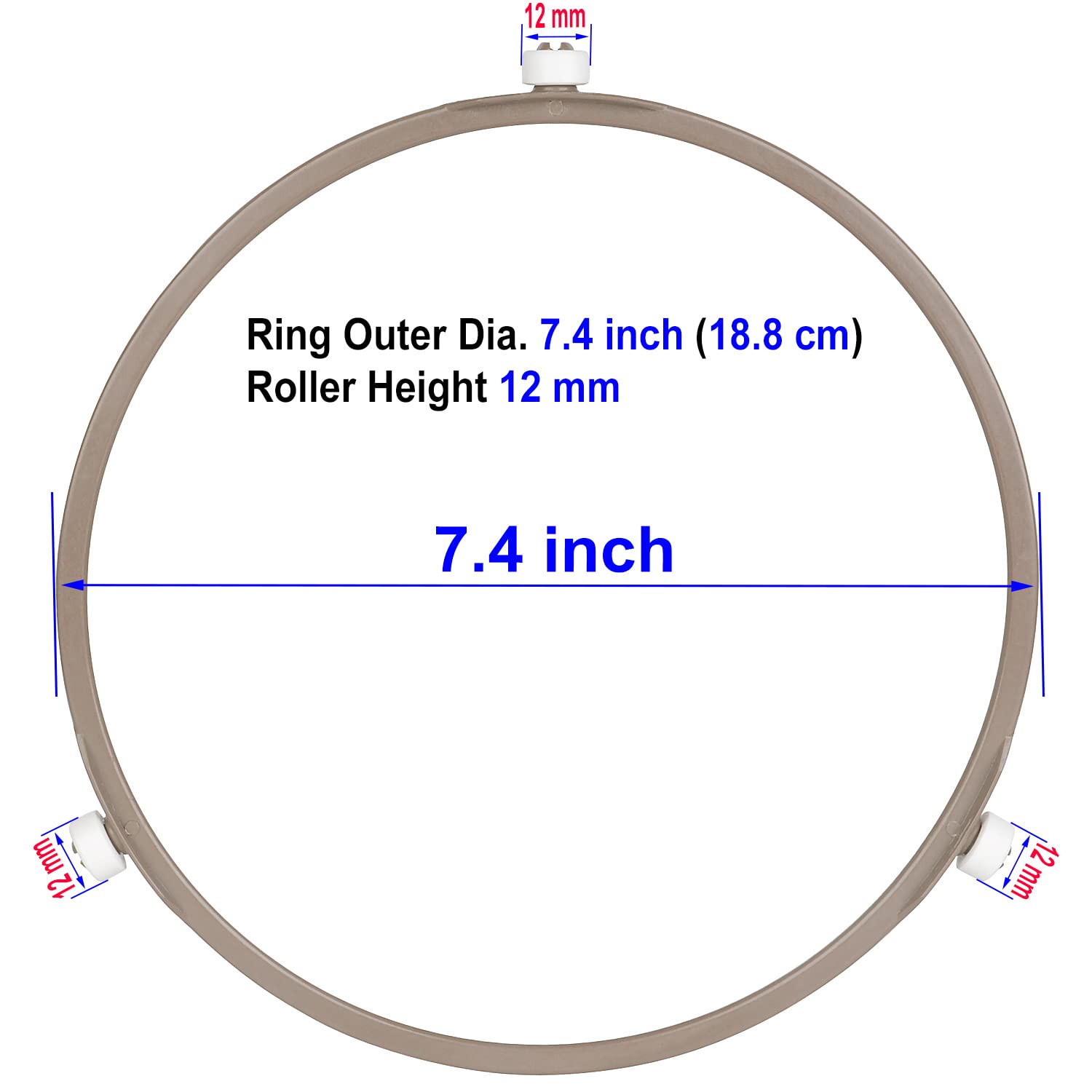 Jolaxy 7.4" Microwave Turntable Ring with 12 mm Rollers, Microwave Oven ...