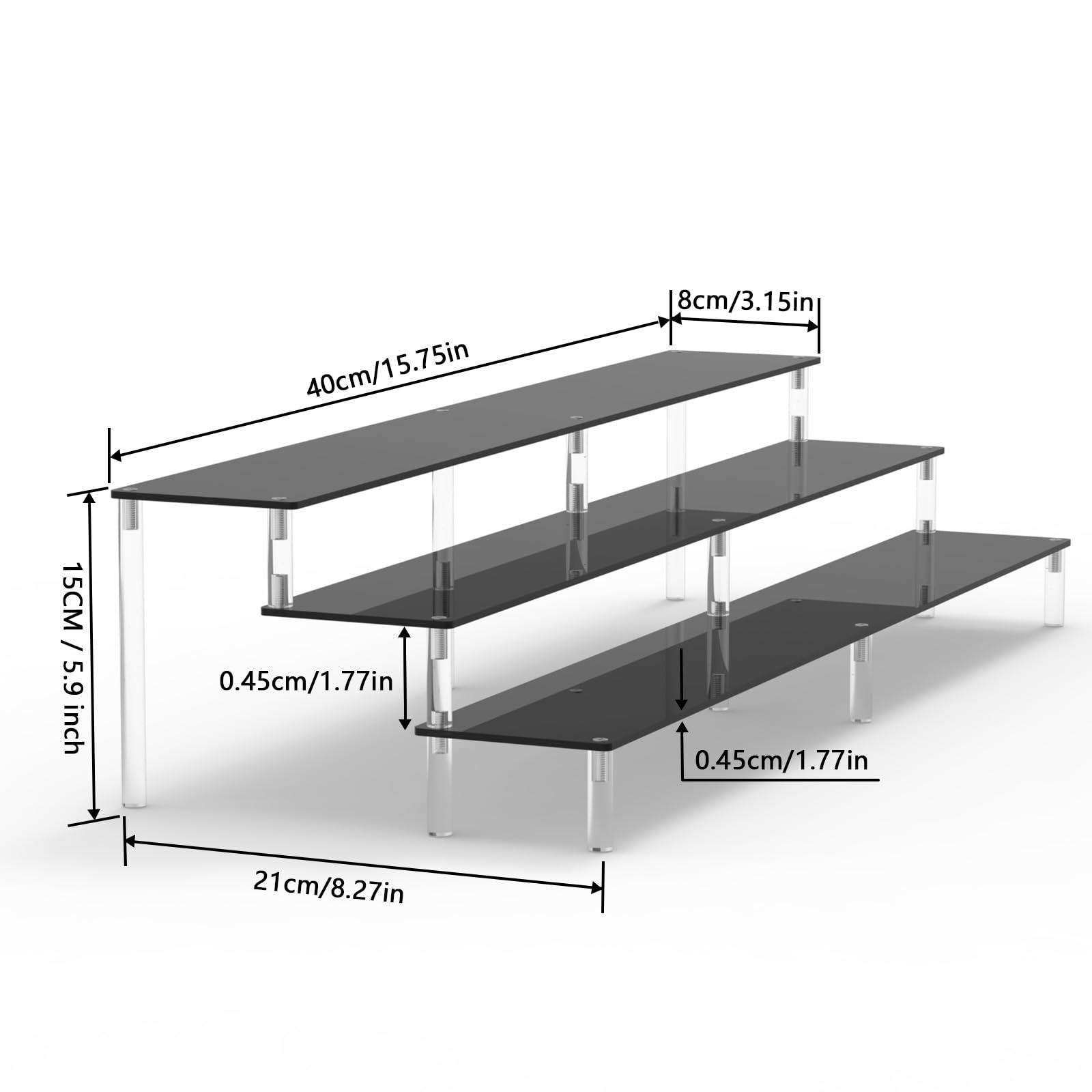 Snapklik.com : 15 3/4 Inch Acrylic Riser Black Display Risers Stand ...