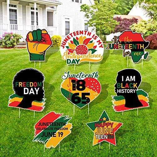 Amazon.com : Arosche Juneteenth Decorations Yard Signs 8 Pcs with ...
