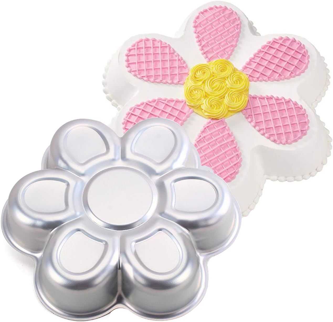 Amazon.com: Aluminum Cake Mold 3D Flower Shape Baking Pan DIY Birthday ...