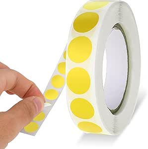 1000 Pcs 13mm Yellow Round Stickers Color Coding Label Yellow Dot ...