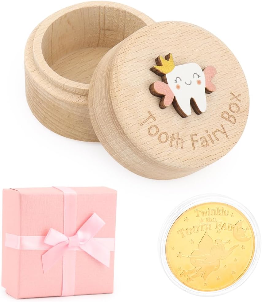 Amazon.com: WALLFID Tooth Fairy Box for Lost Teeth For Kids,Wooden ...