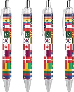 Amazon.com: World Flag Ballpoint Pen Retractable Fine Point Pens Black ...
