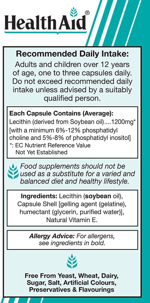HealthAid Lecithin 1200mg – 50 Capsules – BigaMart
