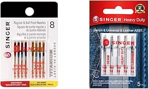 Singer Titanium Universal Reg and Ball Point Machine Needles Combo Pack ...
