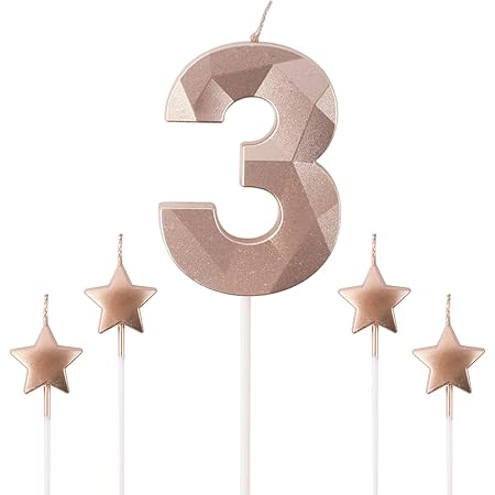 Amazon.com: 2.76" Large Birthday Candles Number 3 for Cake, Shell ...