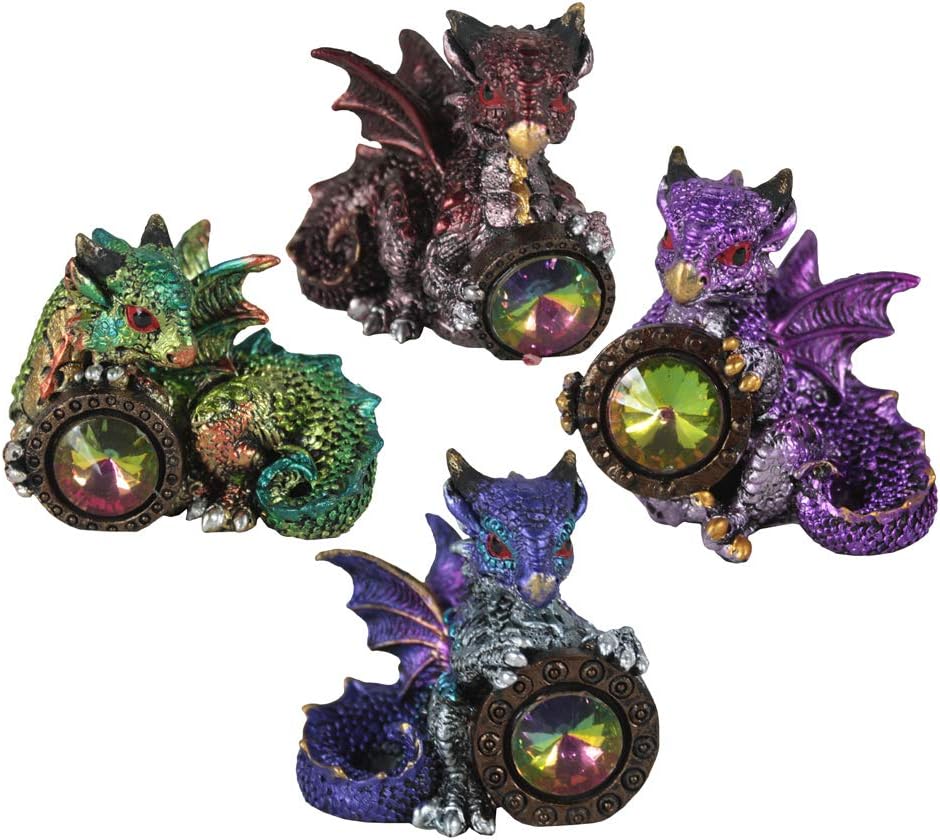 Amazon.com: Nemesis Now Dragon's Reward Set of 4 5.5cm Figurines, Resin ...