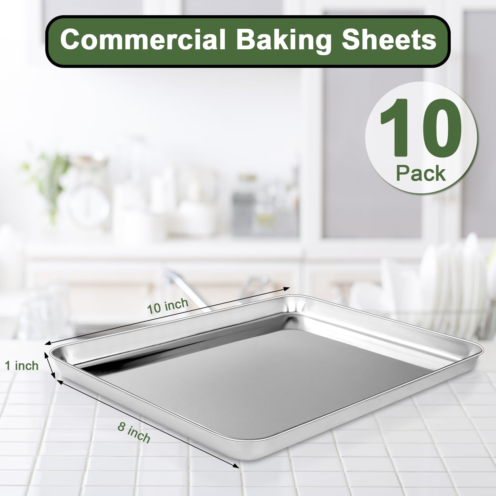 Snapklik.com : Baking Sheet Tray Set Of 10, Stainless Steel Baking Pan ...