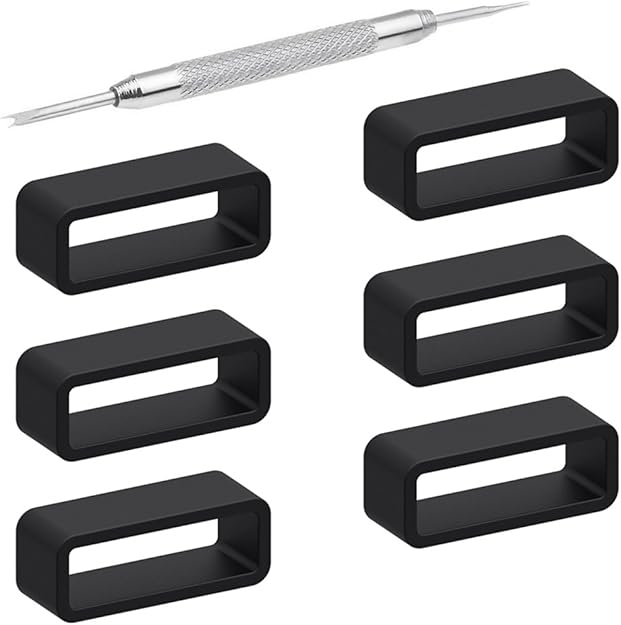 Amazon.com: 6Pieces Rubber Watch Band Strap Loops Black Clear ...