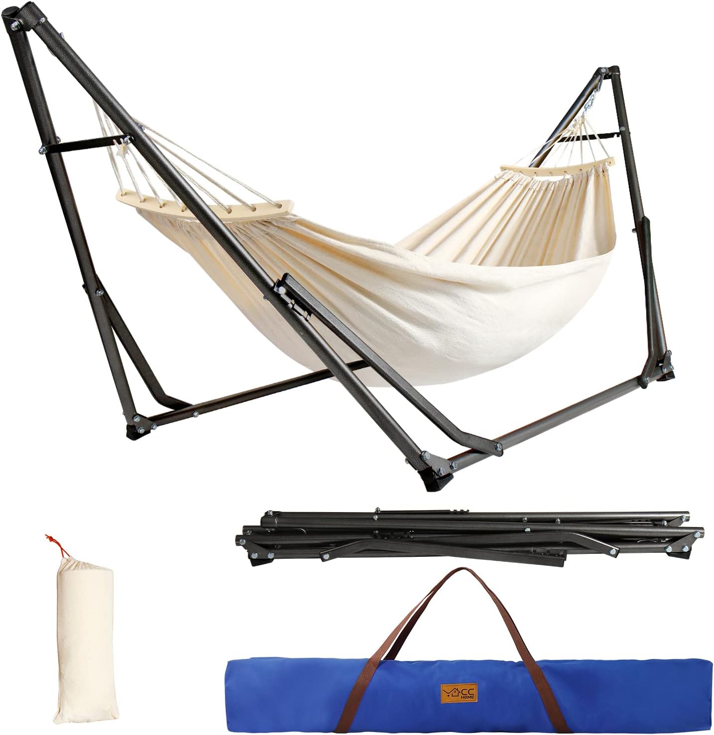 CCLIFE Hamac sur Pied avec Support Pliable Exterieur Jardin Charge 120 ...