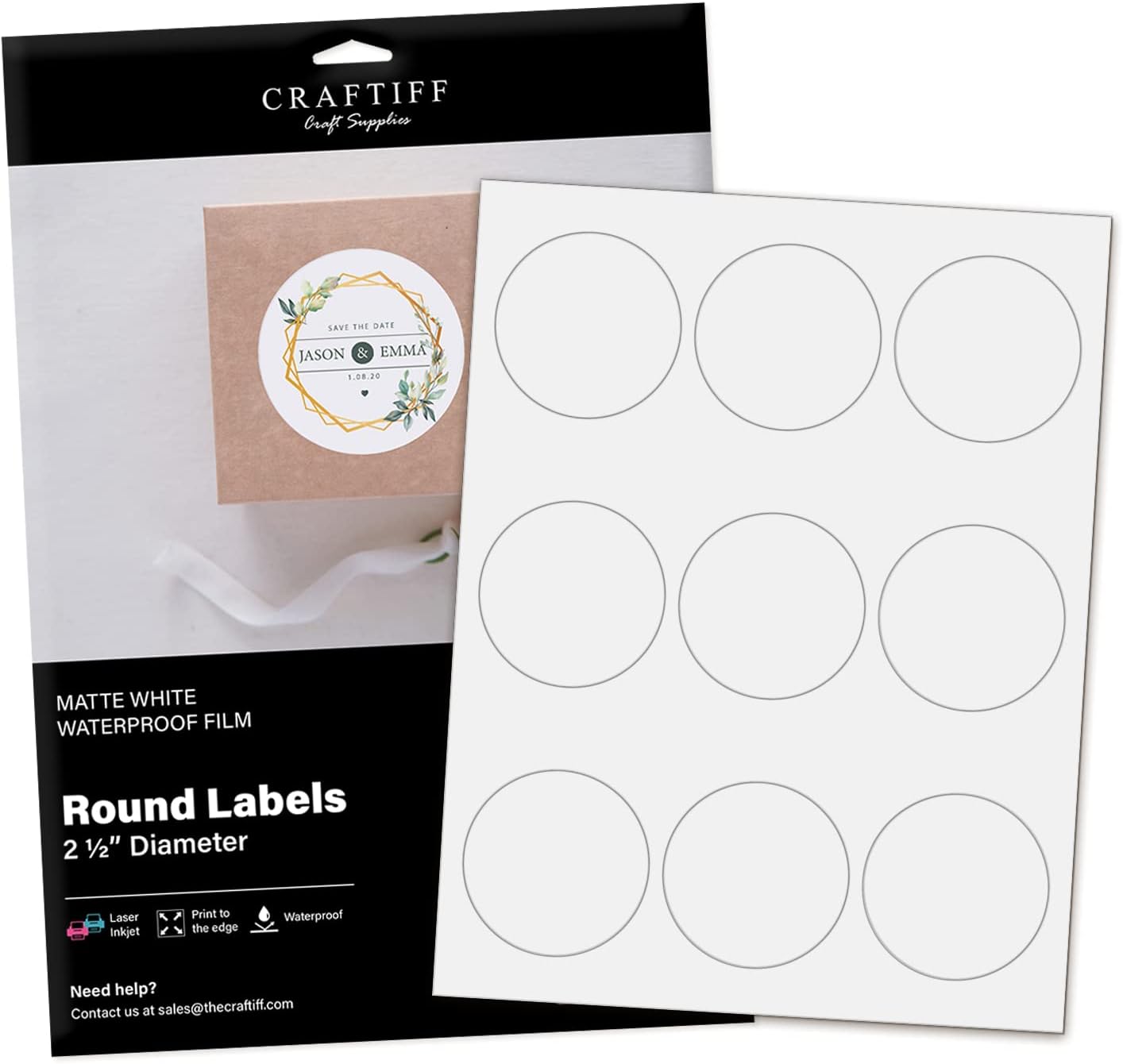 Amazon.com : Round Labels Stickers 2.5" inches Printable Vinyl ...