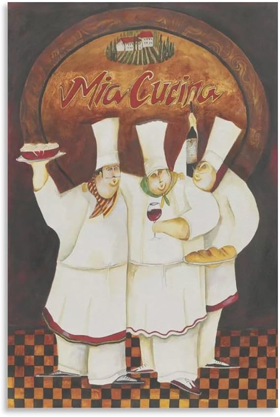 Amazon.com: Fat Cook By Illustrator Jennifer Garant Chef Kitchen Poster ...