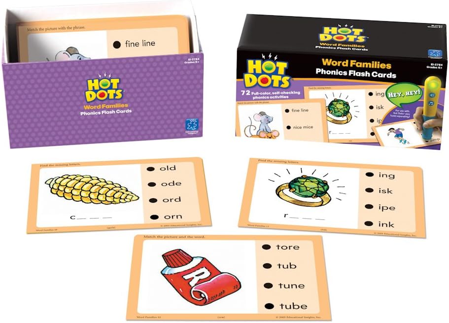 Amazon.com: Educational Insights Hot Dots Flash Cards- Word Families ...