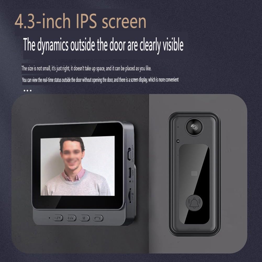 Wireless Doorbell Camera And Monitor 1set 4.3 Inch Screen Video
