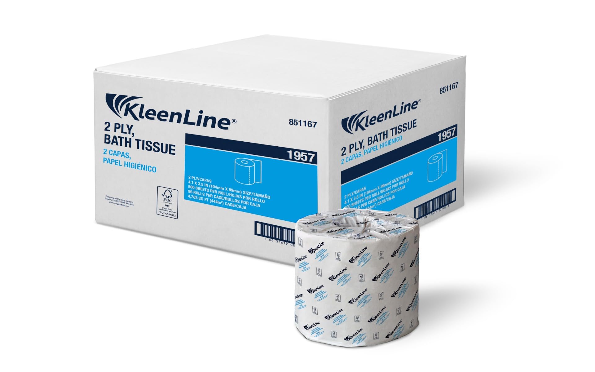 Amazon.com: KleenLine T/T 1957 2-Ply Bath Tissue 96 Rolls/Case, White ...