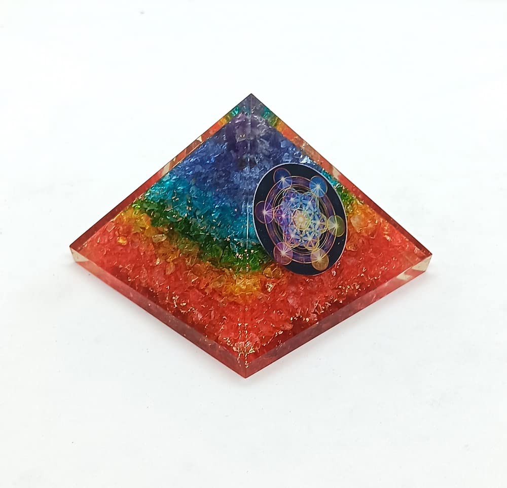 Orgone Seven Chakra Layered Onyx With Metatrone Cube Symbol Pyramid ...