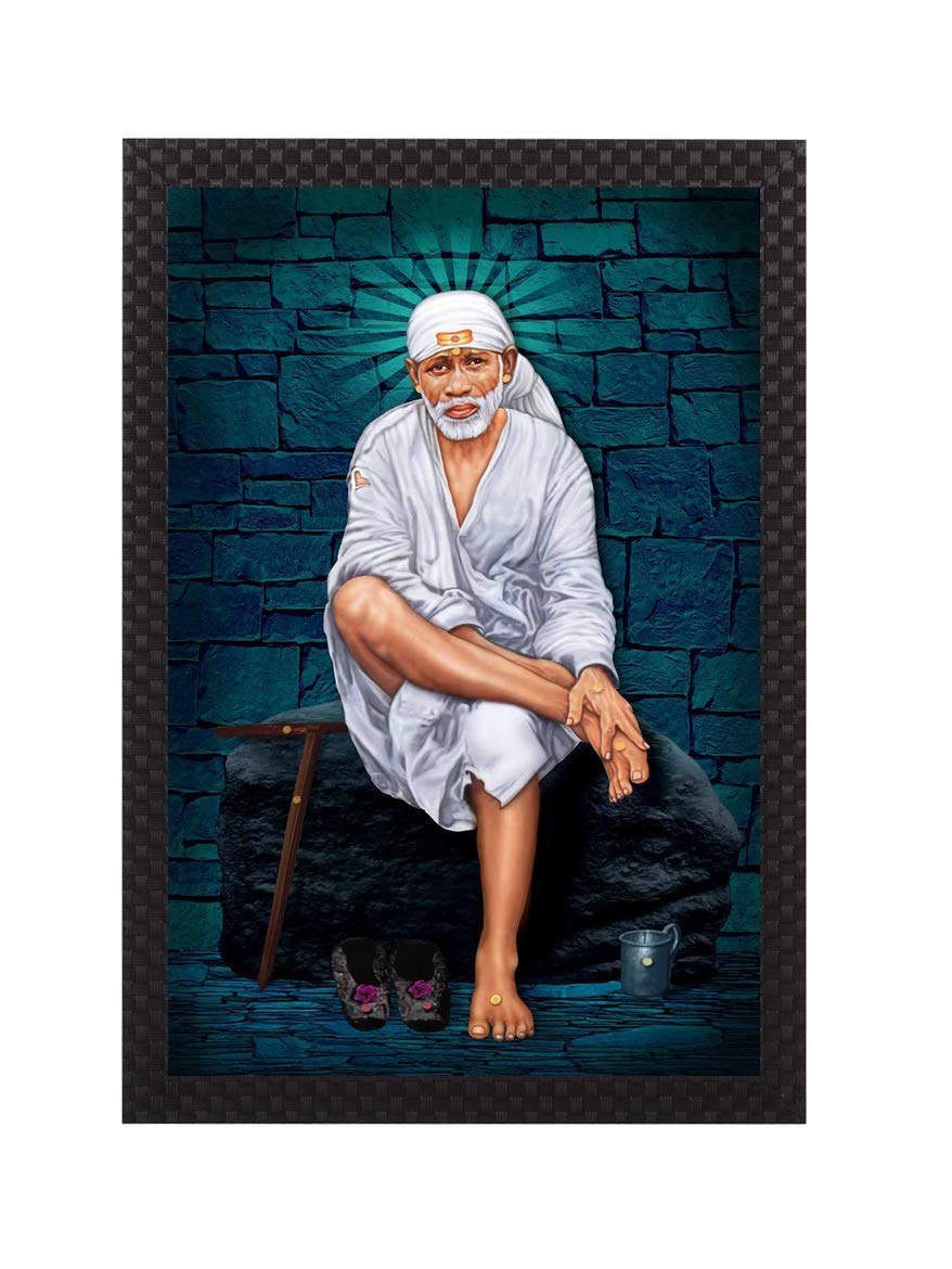 Buy Saumic Craft Sai Baba Framed Painting Photo Frame For Living Room ...