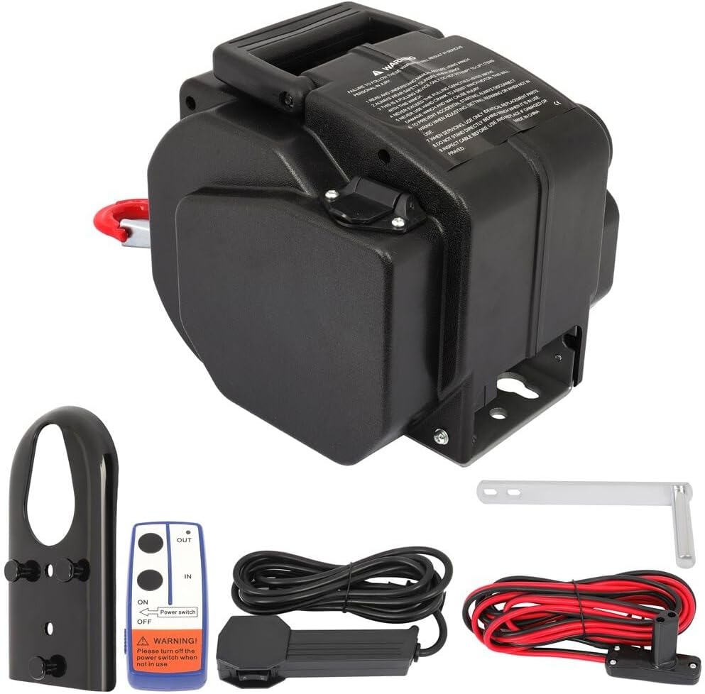 Amazon.com: ROADFAR 12V Portable Boat Electric Winch Tow Towing ...
