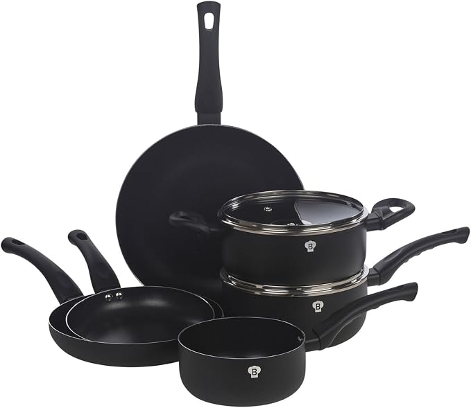 Blaumann 8 Pcs Cookware Set Cooking Pots Pans with Soft Touch Handles ...