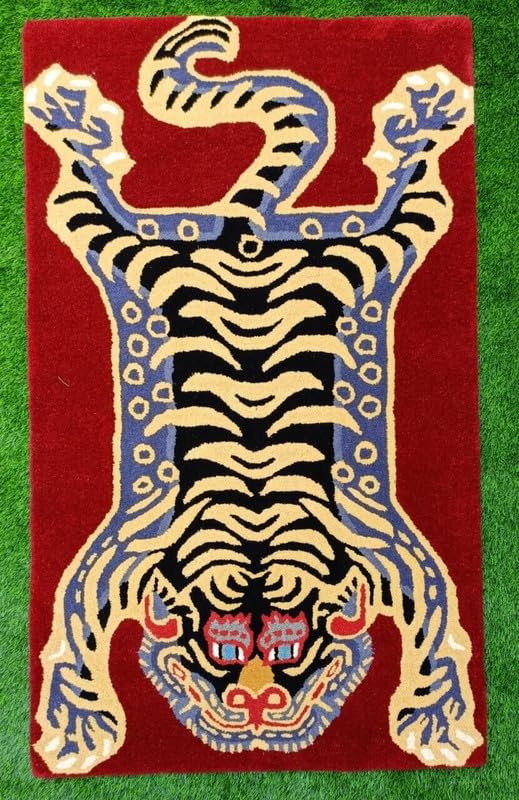 Buy Red Tibeta Tiger Rug Hand Tufted Handmade Rug Animal Skin Rug ...