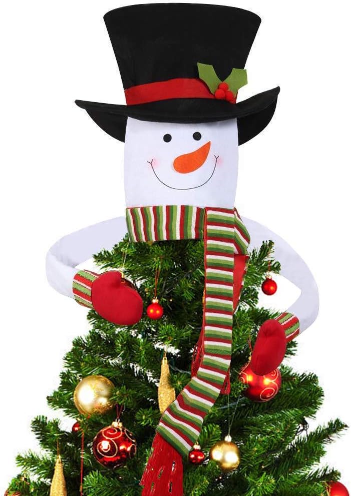 Amazon.com: DegGod Snowman Christmas Tree Topper, Cute Xmas Snowman ...