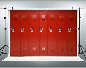 Amazon.com : EOA 7(W) x5(H) FT Red Locker Backdrop Sports Gym School ...