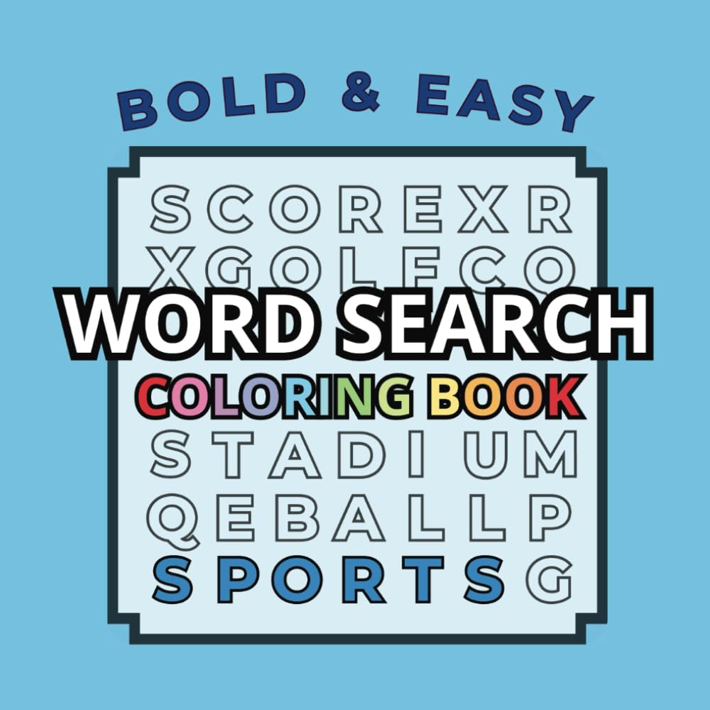 Amazon.com: Sports | Word Search Coloring Book | Bold and Easy: Themed ...