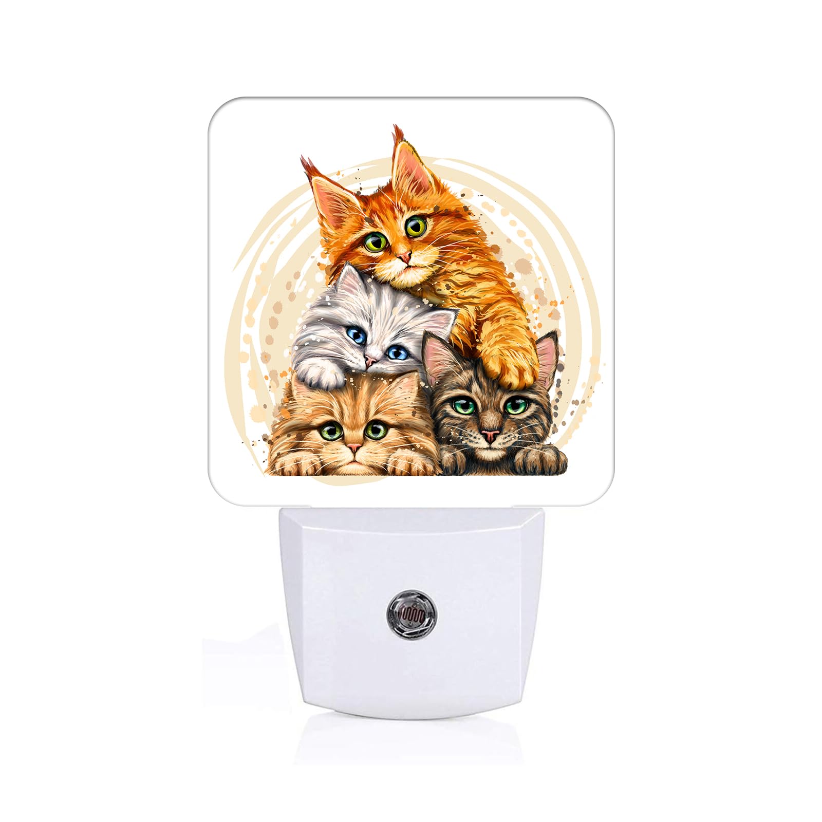 FSHVQKD Colorful Cats Night Light,Plug-in Night Lights with Dusk to ...