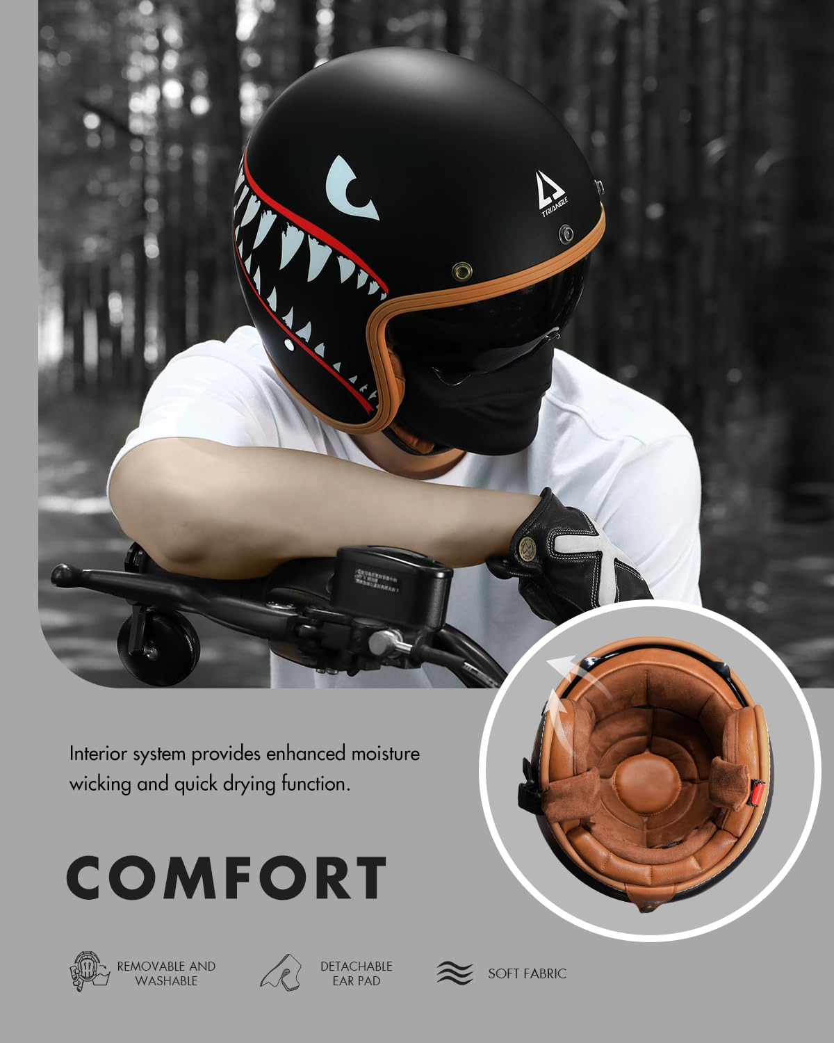 Snapklik.com : TRIANGLE 3/4 Open Face Motorcycle Helmet Retro Scooter ...