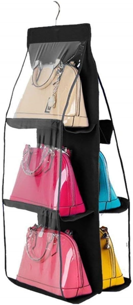 Amazon.com: HAN SHENG 6 Pockets Clear Handbag & Purse Organizer Hanging ...
