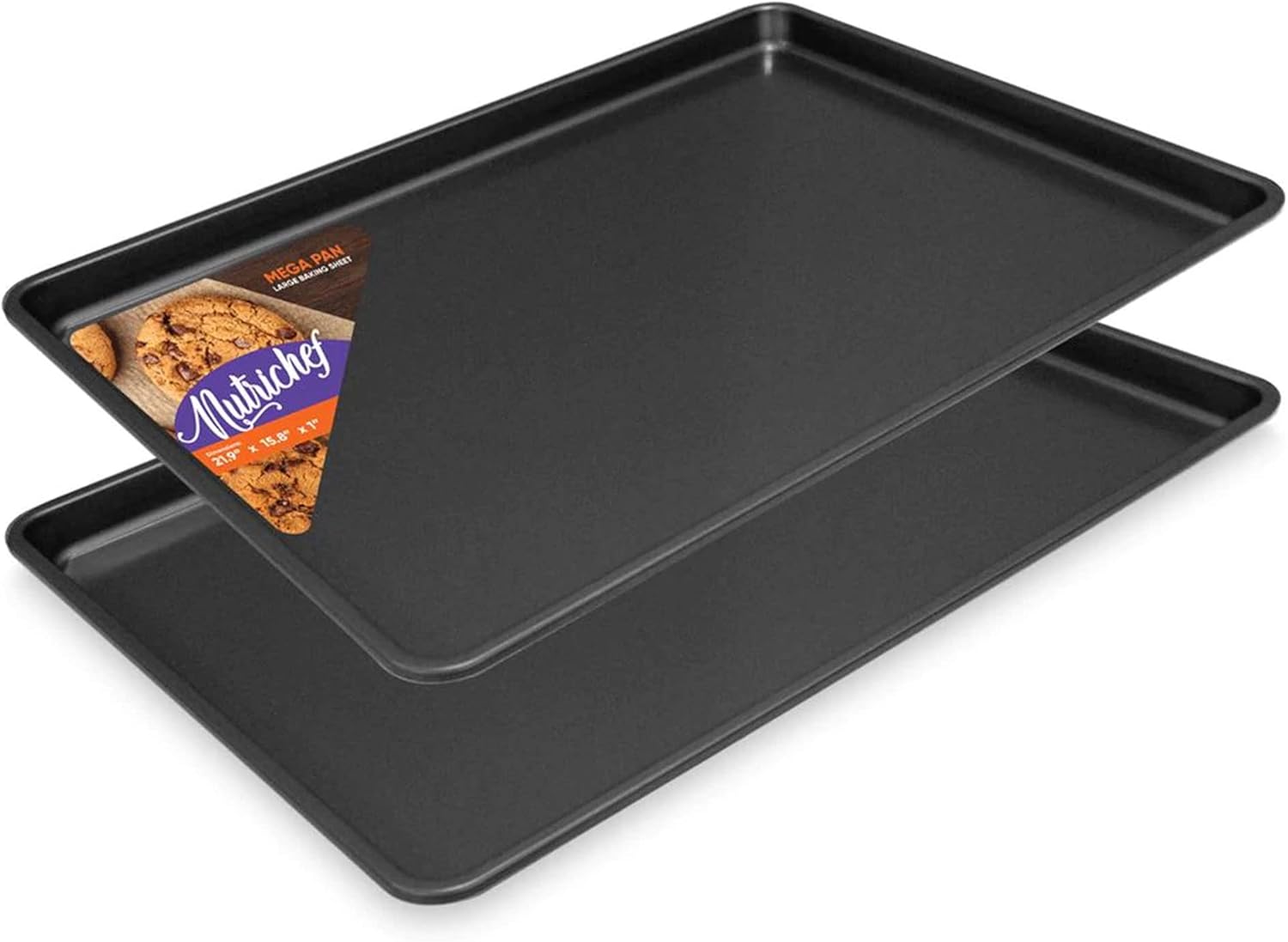 Amazon.com: NutriChef 2-Piece XL Mega Cookie Sheet Baking Pans Set - 22 ...