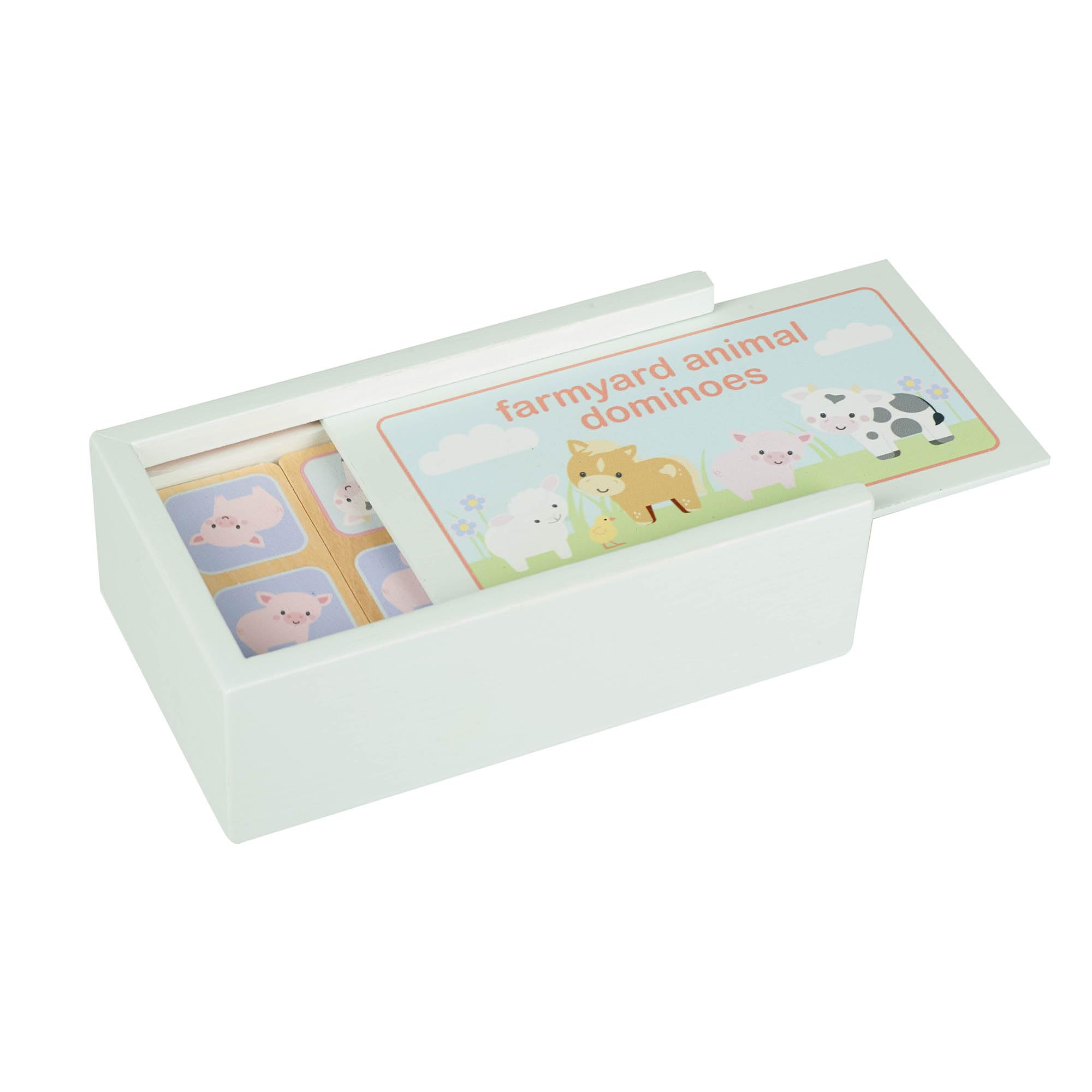 Wooden Toys, Farm Animals Wooden Dominoes Set for Kids – Educational ...