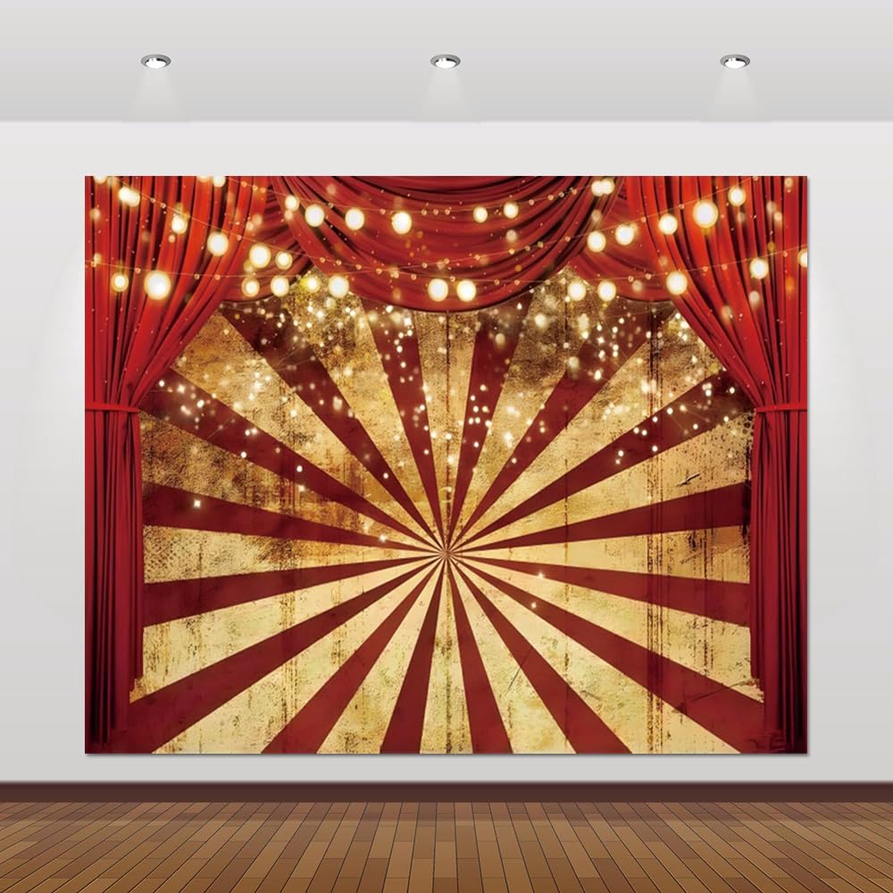 Amazon.com : 10x8ft Circus Backdrop Carnival Theme Party Red Curtain ...