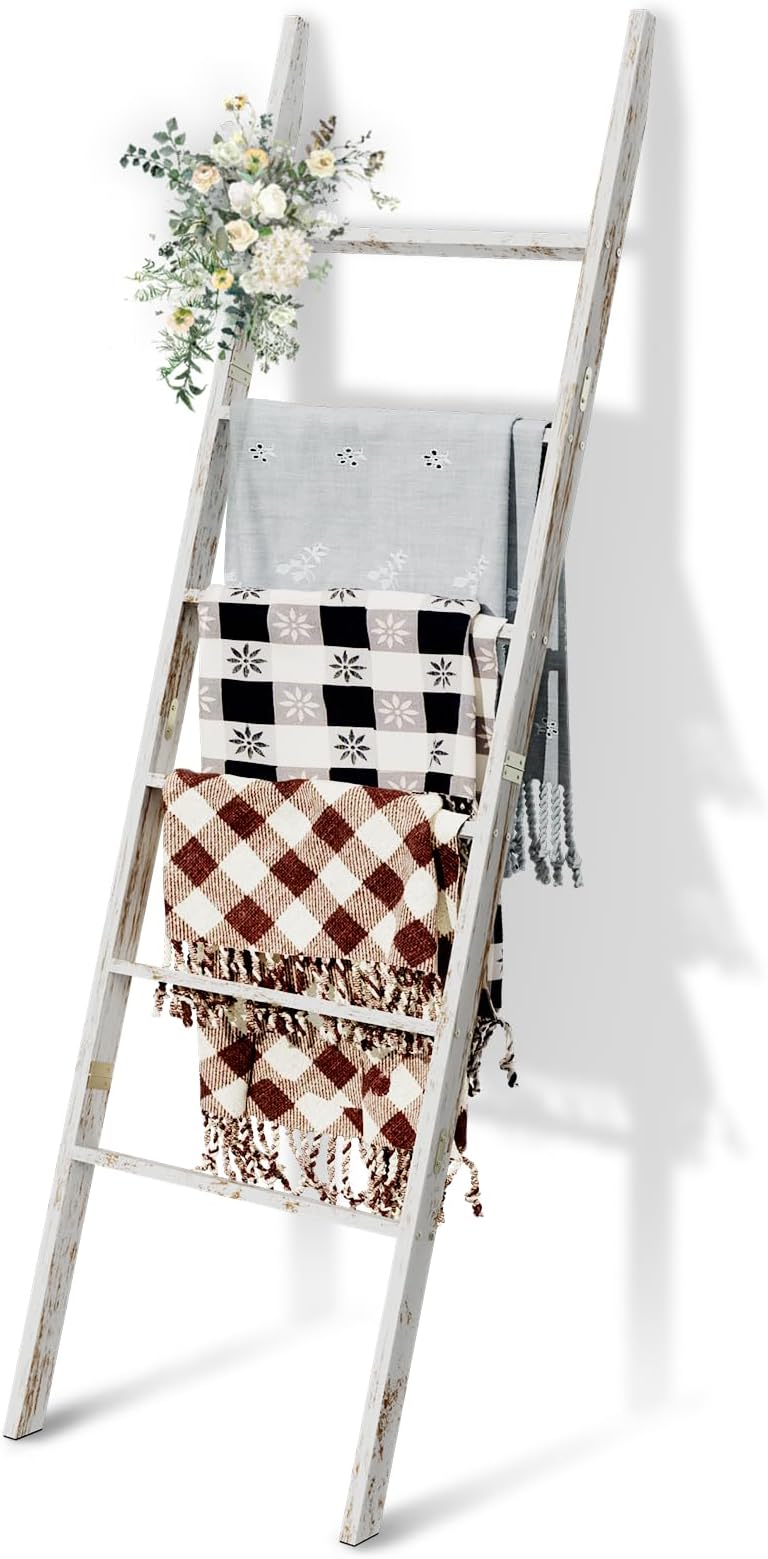 Amazon.com: Joy Choice 16" Wood Blanket Ladder Farmhouse Style,3-Tier ...