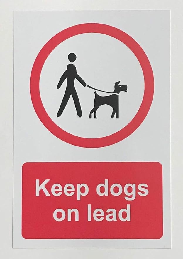 Keep dogs on lead Safety sign - 1.2mm Rigid plastic 300mm x 200mm ...