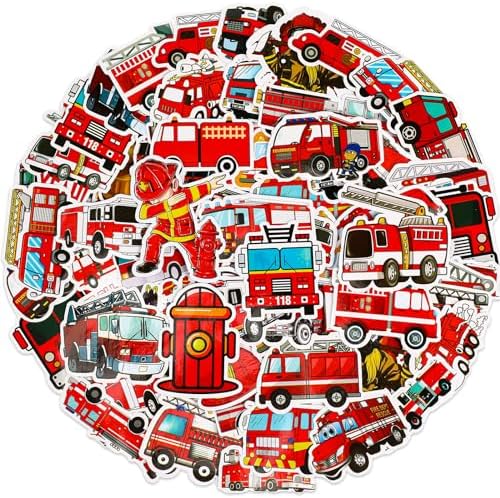 Amazon.com: 500PCS Fire Truck Roll Stickers -Fire Truck/Fire Car ...