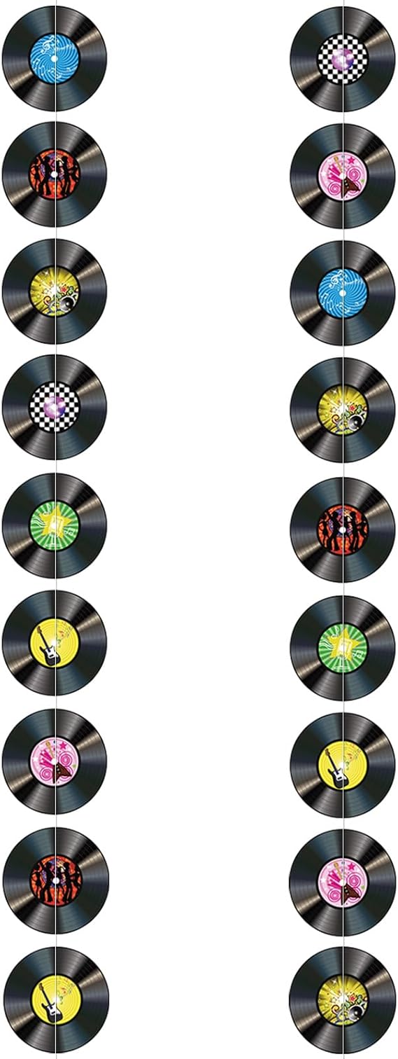Amazon.com: 2 Pack Vinyl Record Banners Record Party Garland Vintage ...