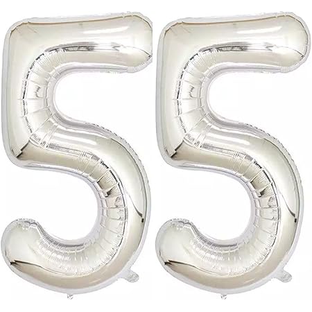 Amazon.com: 40inch Silver Foil 55 Helium Jumbo Digital Number Balloons ...